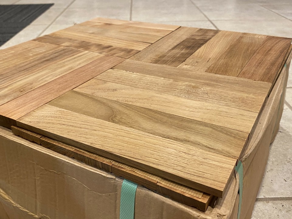 Gorgeous Teak Parquet Flooring - 45 SF / box 18"x18" Fingerblock - new ...