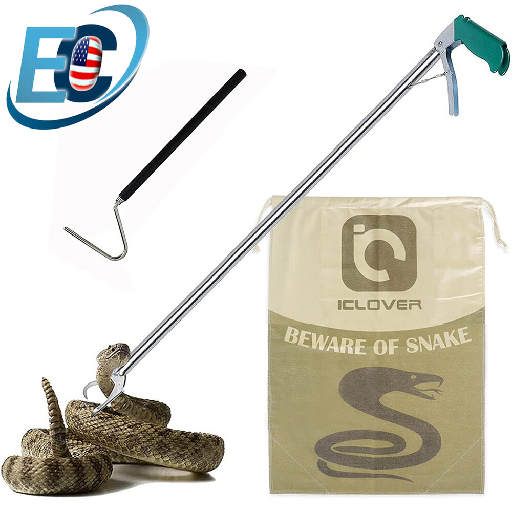 47" Heavy Duty Snake Tongs & Hook Reptile Grabber Catcher Stick Tool ...