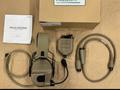 FALCOM MILITARY RADIO TACTICAL HEADSET USMC ARMY COMMS W / PTT CONTROL ...