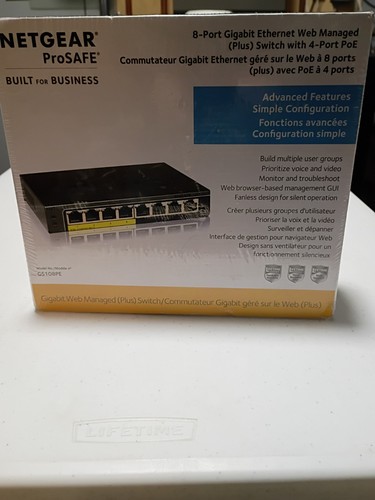 NetGear ProSafe Plus (GS108PE) 8-Port Web Managed Switch with 4port PoE ...