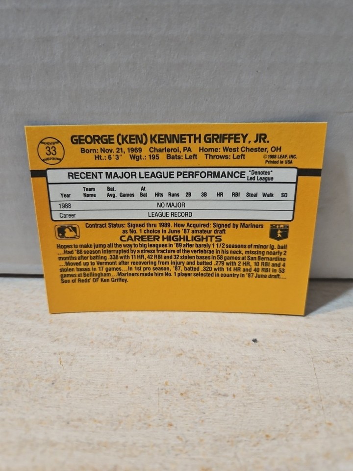 1989 Donruss Rated Rookie Ken Griffey Jr (RC) EXCELLENT COMBINE SHIP | eBay