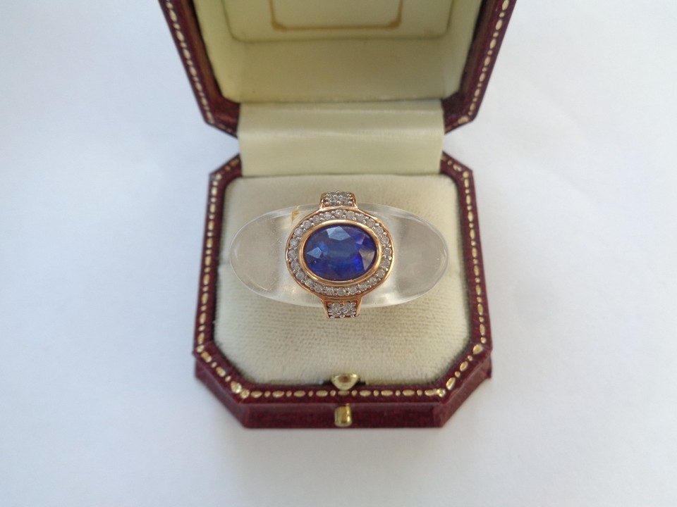 Carol Brodie Ring MLD Natural Clear Quartz Crystal Spinel Sapphire Ring ...