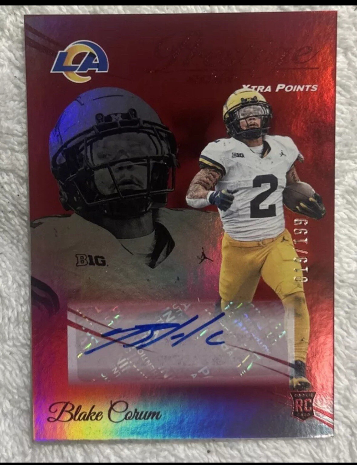 Blake Corum 2024 Panini Prestige Xtra Points Red Autograph Card RC /199 ...