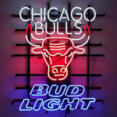 Chicago Bulls Neon Sign 24"x20" Home Bar Man Cave Wall Decor Artwork ...