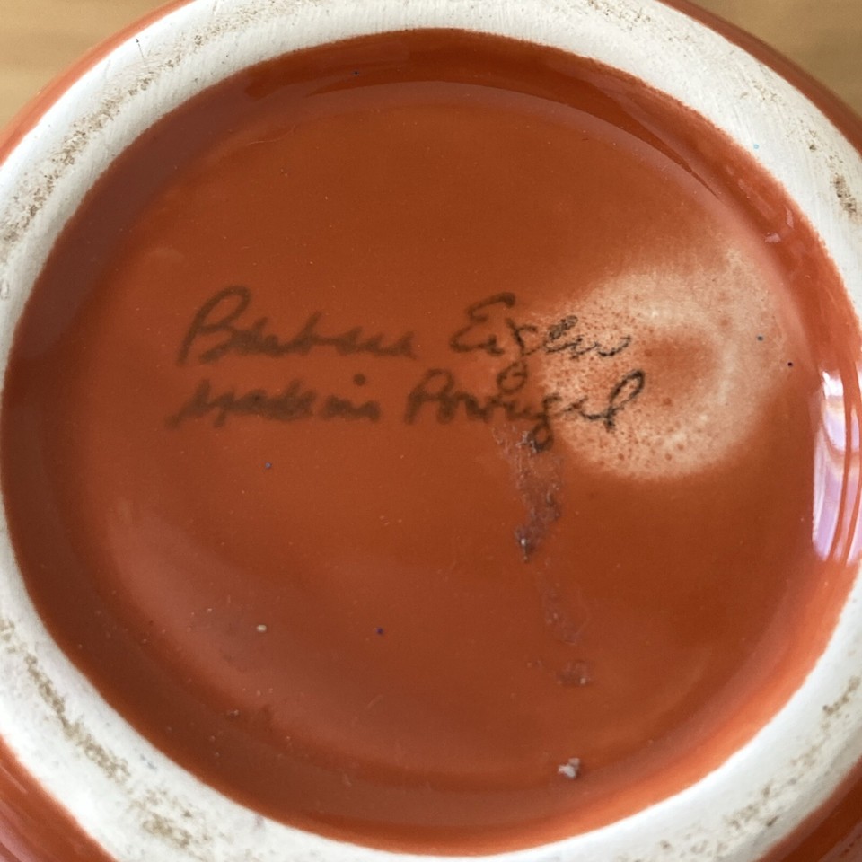 Barbara Eigen Pottery Vase Burnt Orange Crate & Barrel Bud Vase Portugal 6.5" | eBay