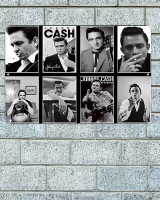 Johnny Cash Collage Sign Aluminum Metal 8"x12" Garage Man Cave | eBay