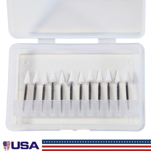 12Pcs/Box Dental White Polishing Stones Cone Shape FG Burs Arkansas ...