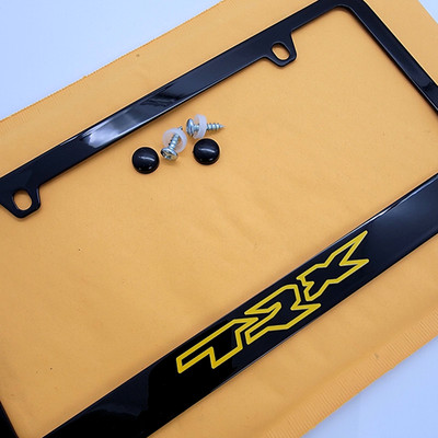 Yellow Ram TRX Black Metal License Plate Frame Engraved Licensed Logo ...
