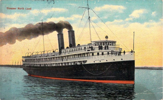 Great Lakes Steamship Excursion Ship North Land 1910s Antique Postcard ...