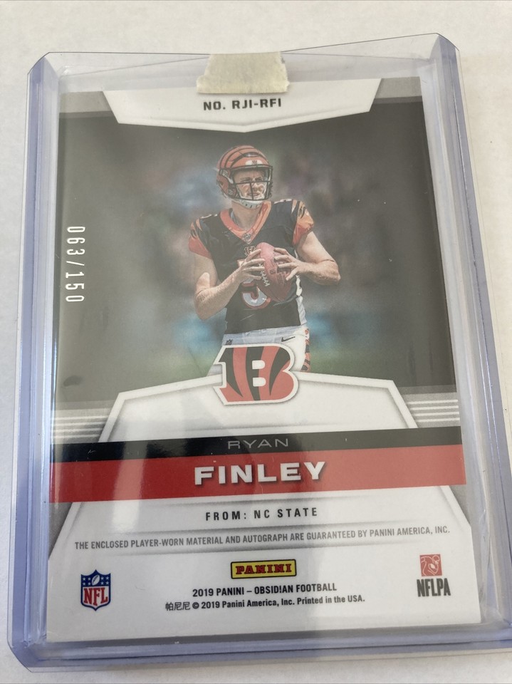 2019 OBSIDIAN AUTO AUTOGRAPH JERSEY PATCH RYAN FINLEY ROOKIE CARD #63/ ...