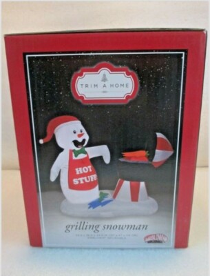 NEW Grilling Snowman Christmas Gemmy Lighted Airblown Inflatable Decor ...