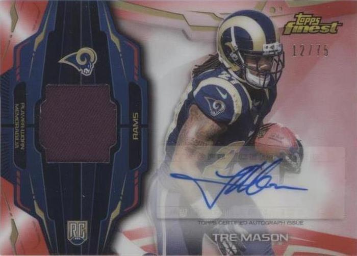 2014 Topps Finest - Rookie Autograph Patch Tre Mason #RAP-TM Red ...