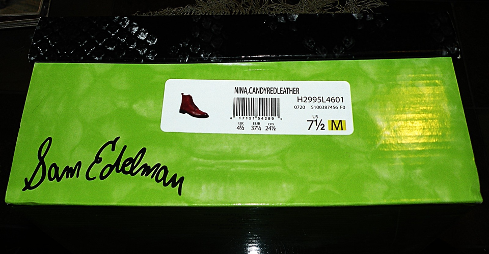 SAM EDELMAN LEATHER SIPPER/LACE-UP COMBO DESIGNER BOOTS, NINA CANDY RED ...