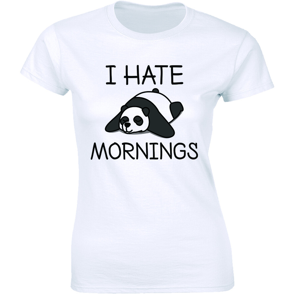 I Hate Mornings Shirt Cute Funny Lazy Panda Bear Sleeping Tee Women's T ...