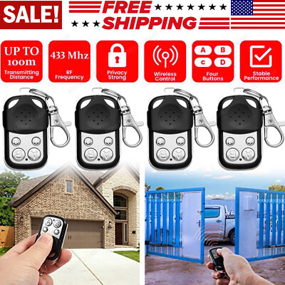 4PCS Universal Garage Door Remote 433mhz Electric Cloning Control Key ...