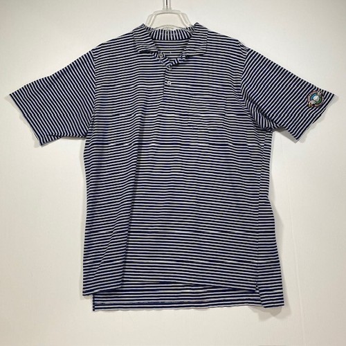 B.Draddy USA Men's Large Cotton Blend Blue Striped Logo Short Sleeve ...