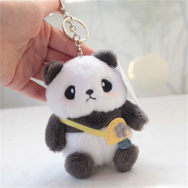Plush Animal Keychains Cute Panda Doll Keyrings Creative Car Keys ...