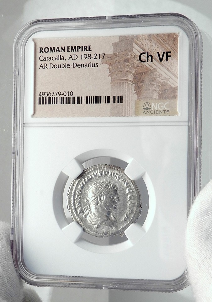 CARACALLA Authentic Ancient 216AD Rome Silver Roman Coin SOL SUN NGC ...