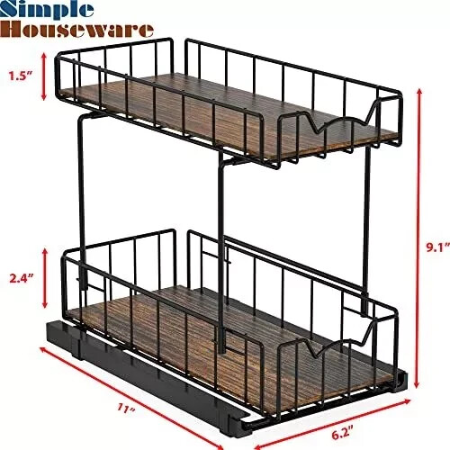 2-Tier Spice Rack Organizer Pull Out Seasoning Rack for Kitchen Cabinet ...