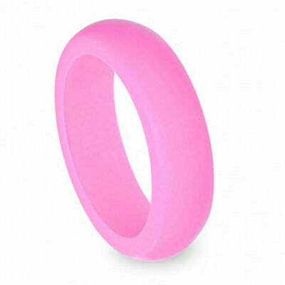 Pink Silicone Ring Rubber Wedding Women Band Flexible Workout ...