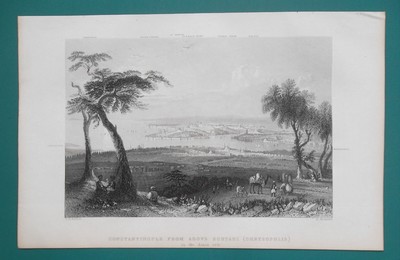CONSTANTINOPLE from Scutari Chrysopolis Turkey - 1850 Antique Print by ...