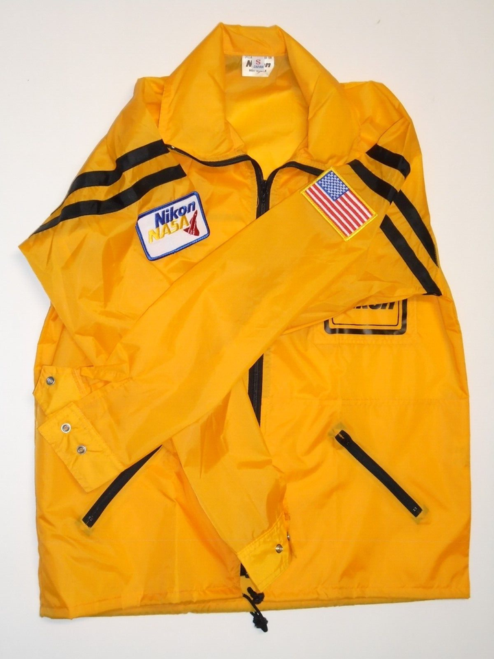 Vintage Nikon NASA Space Shuttle Windbreaker with Concealed Hood Yellow ...