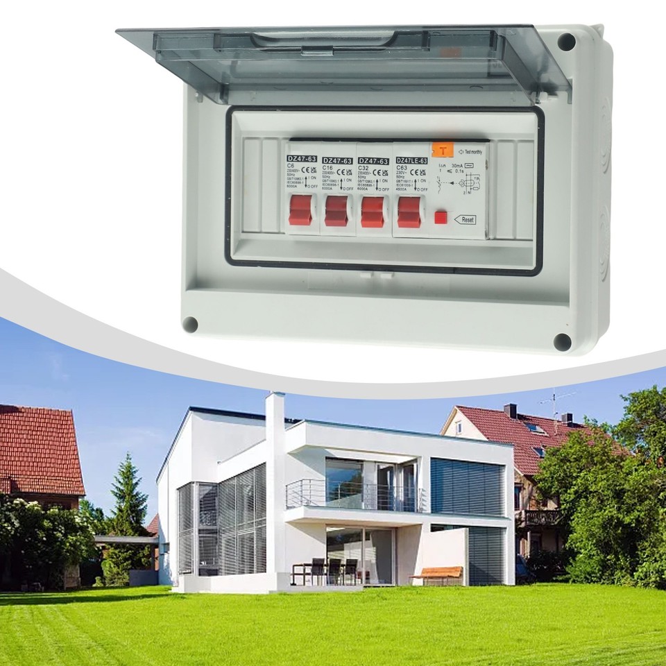 Fuse Box Plastic White With RCD And 3 X MCB 1 Pcs 230/400V Accessories ...