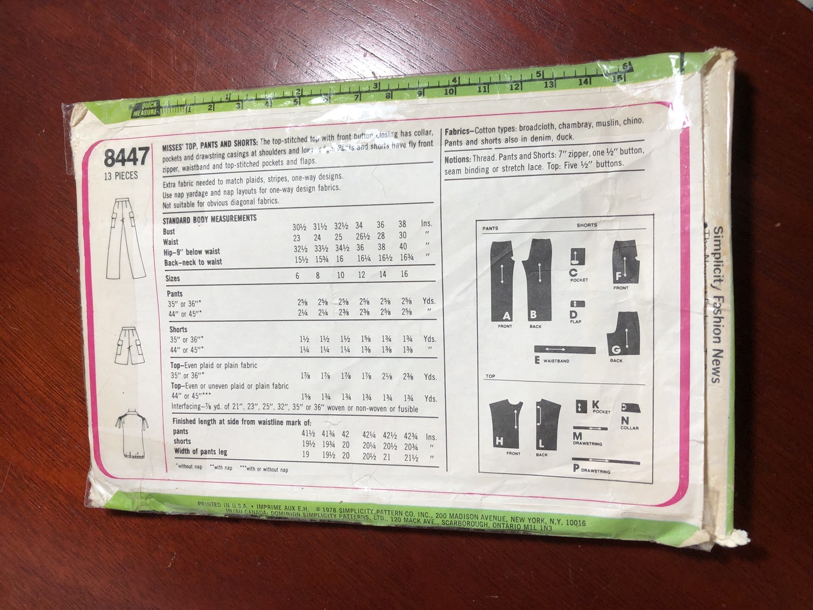 Sewing Pattern 1970’s Simplicity Number 8447 Size 10 Year 1978 Top ...
