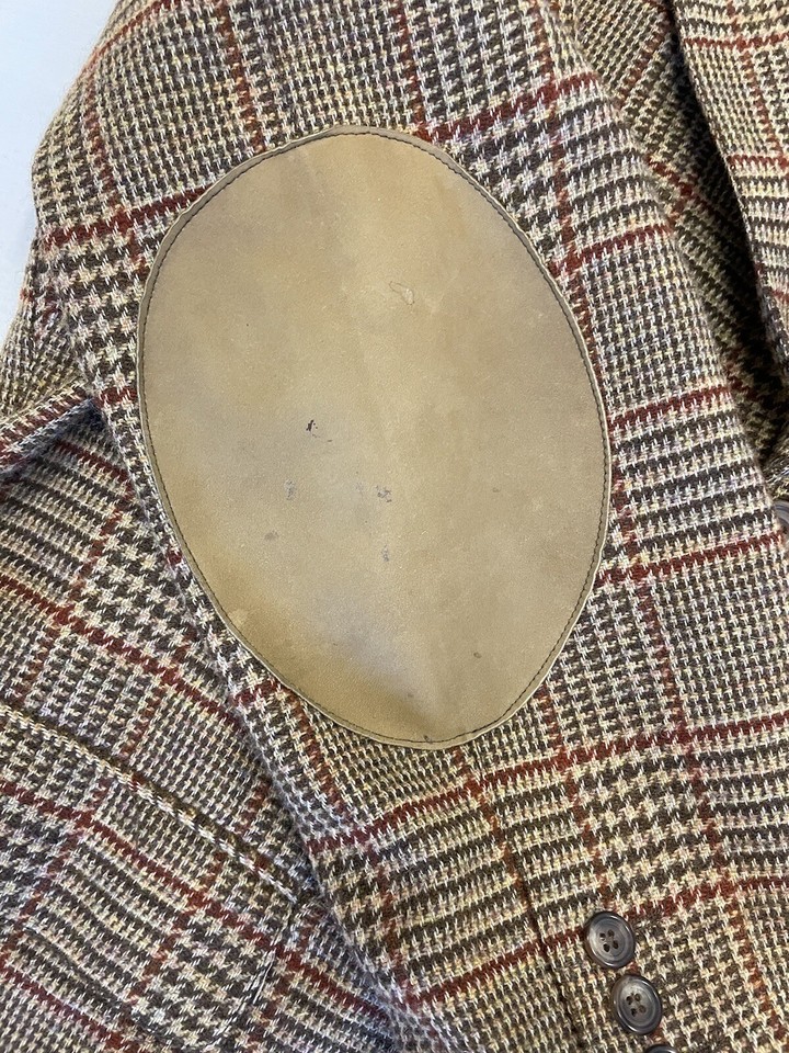 Faconnable Made in Italy Vintage Leather Trim Wool Check Tweed 3-Button ...