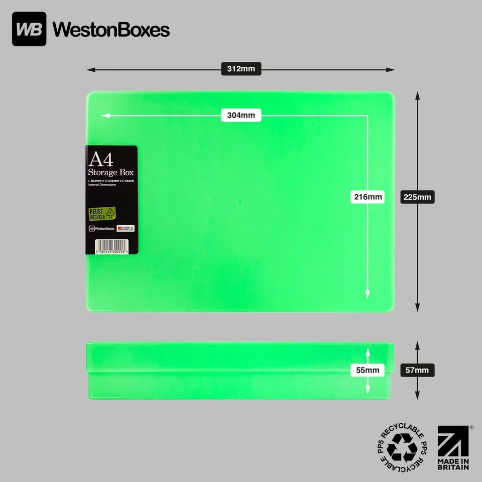 WestonBoxes A4 Craft Storage Boxes for Paper, Card & Stationery, Pack ...