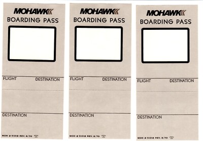 3 Mohawk Airlines Boarding Passes 1970 | eBay