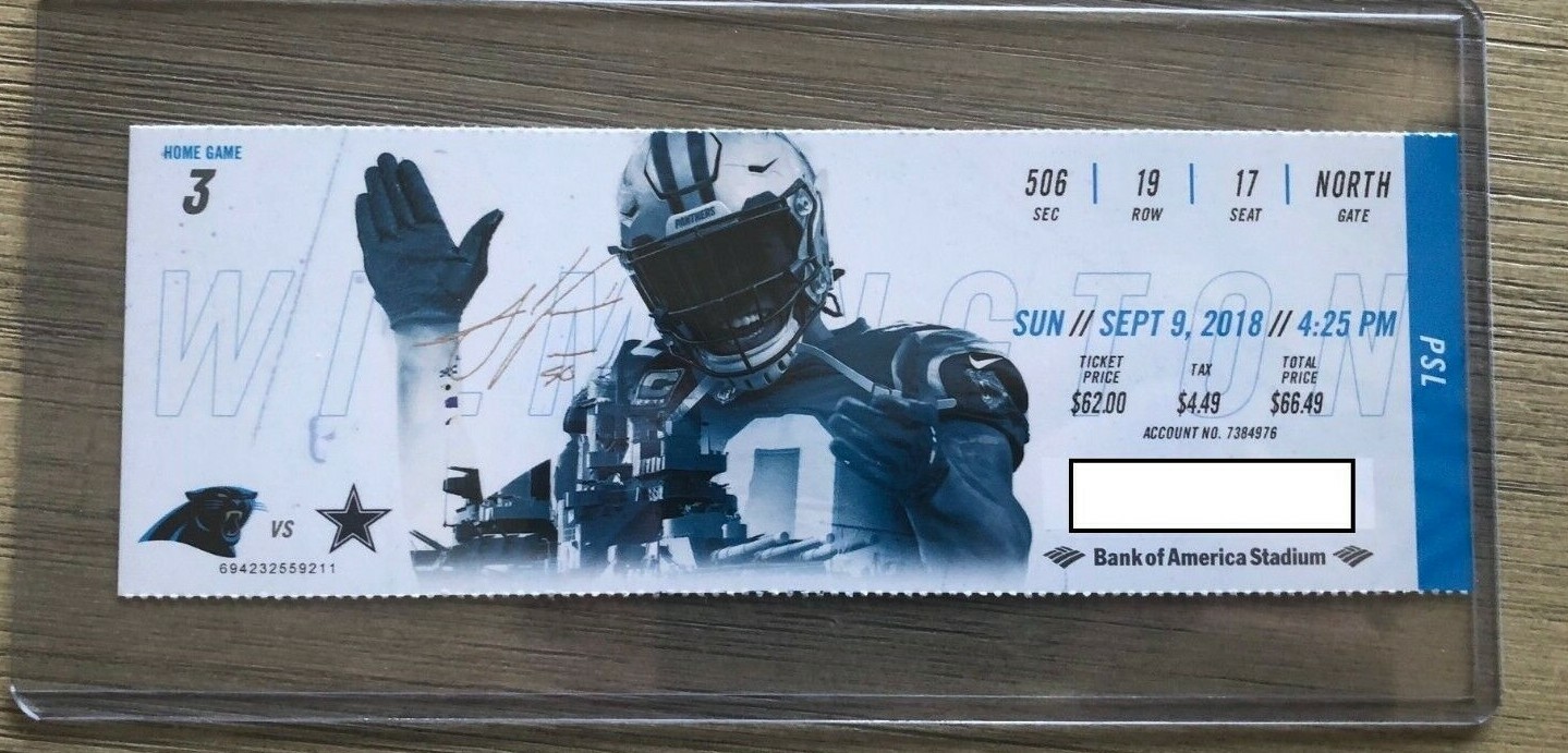 2018 Carolina Panthers Official NFL Mint Season Ticket Stub - pick any ...