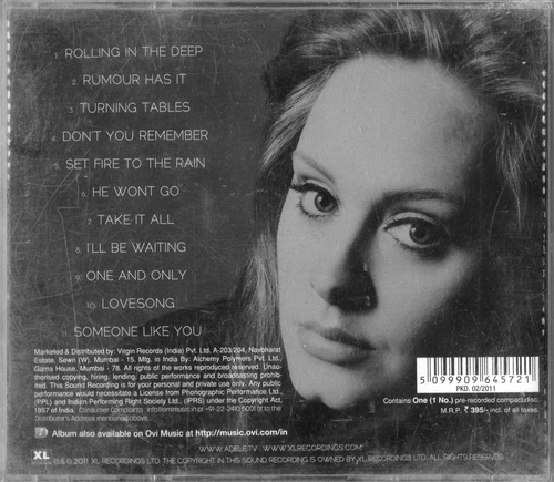 ADELE "ADELE 21" INDIA CD ALB NEW ( SEALED ) 2011 NEUF (EMBALLE) INDE / + RARE + | eBay
