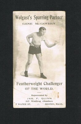 RARE boxing advert card 1911 GENE McGOVERN WOLGAST BOSTON MASS ...