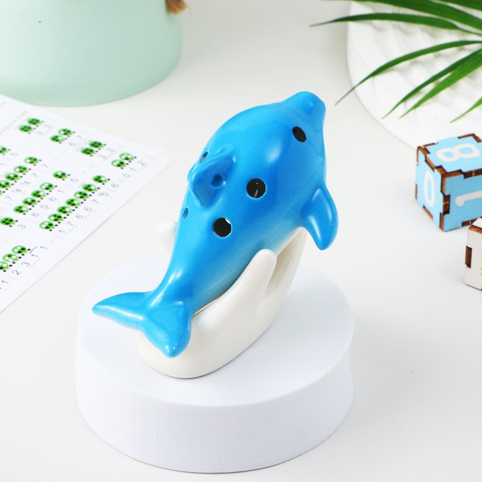 Dolphin Shaped Ocarina 6 Holes Alto Ocarina Music Instrument with Hand ...