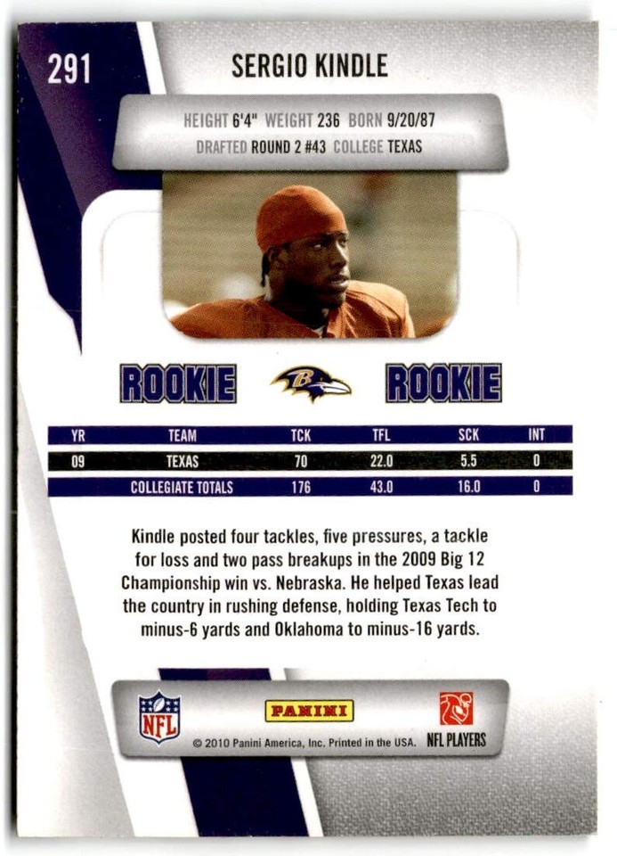 2010 Panini Prestige #291 Sergio Kindle | eBay