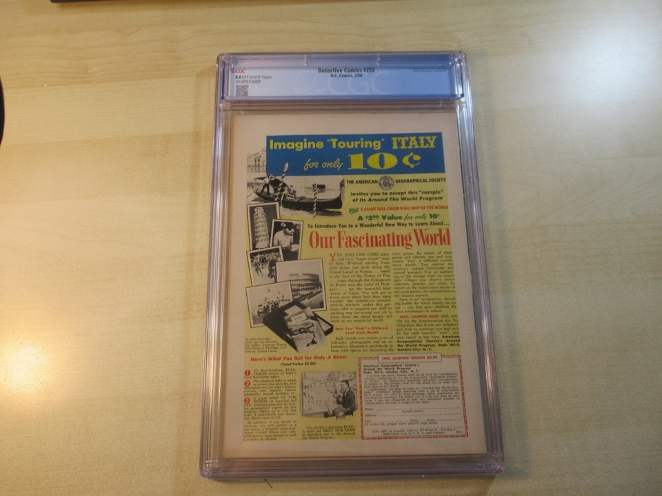 DETECTIVE COMICS #255 BATMAN DINOSAUR COVER DC 1958 CGC 8.0 ONLY 9 ...