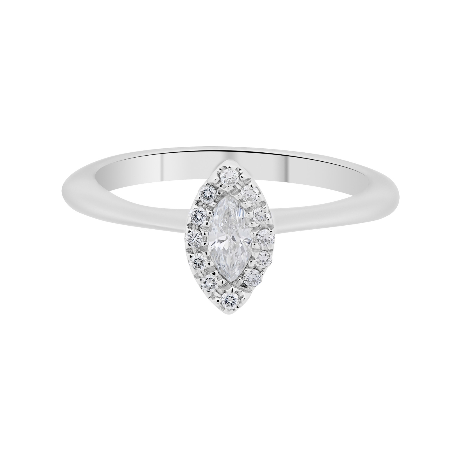 .27CT DIAMOND 18KT WHITE GOLD MARQUISE & ROUND CLASSIC SOLITAIRE ...