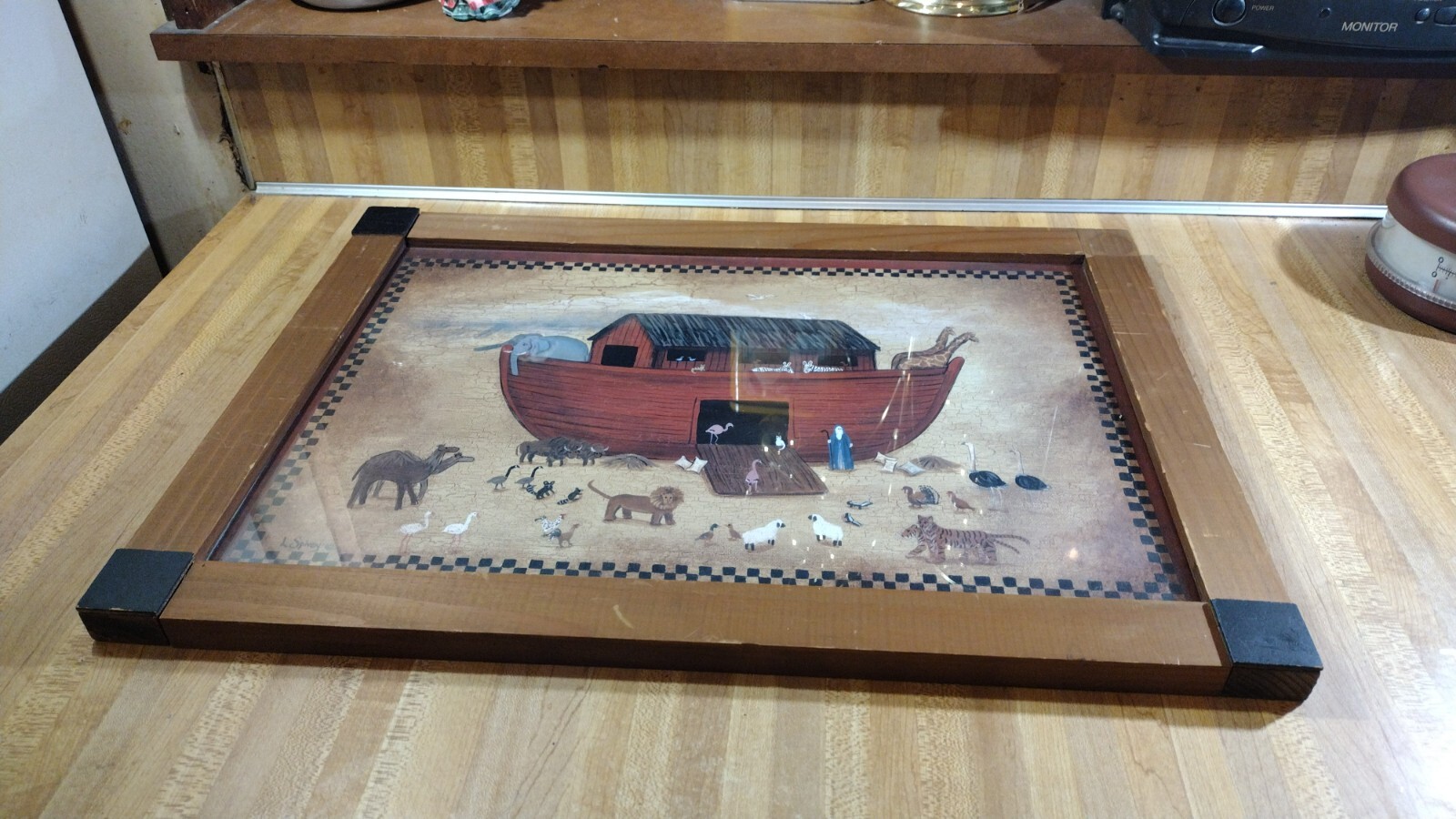 L. Spivey Noah's Ark Framed Picture,folk art,21x15! | eBay