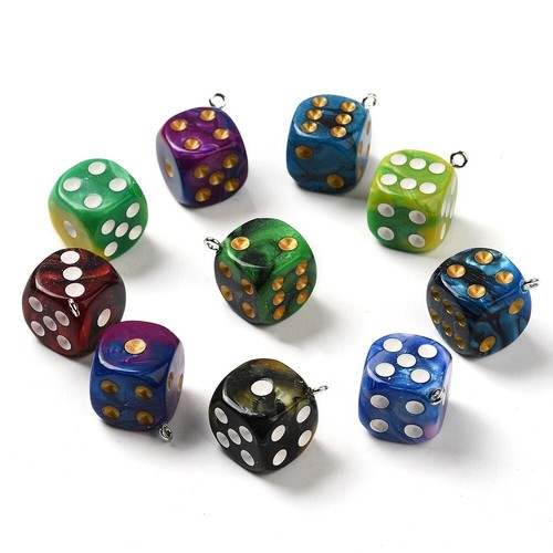 30x Acrylic Gradient Cube Dice Charms Starry Charms Pendants for DIY ...