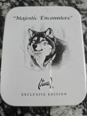 Al Agnew Majestic Encounters Wolf Pocket Watch Silver Tone Chain New ...