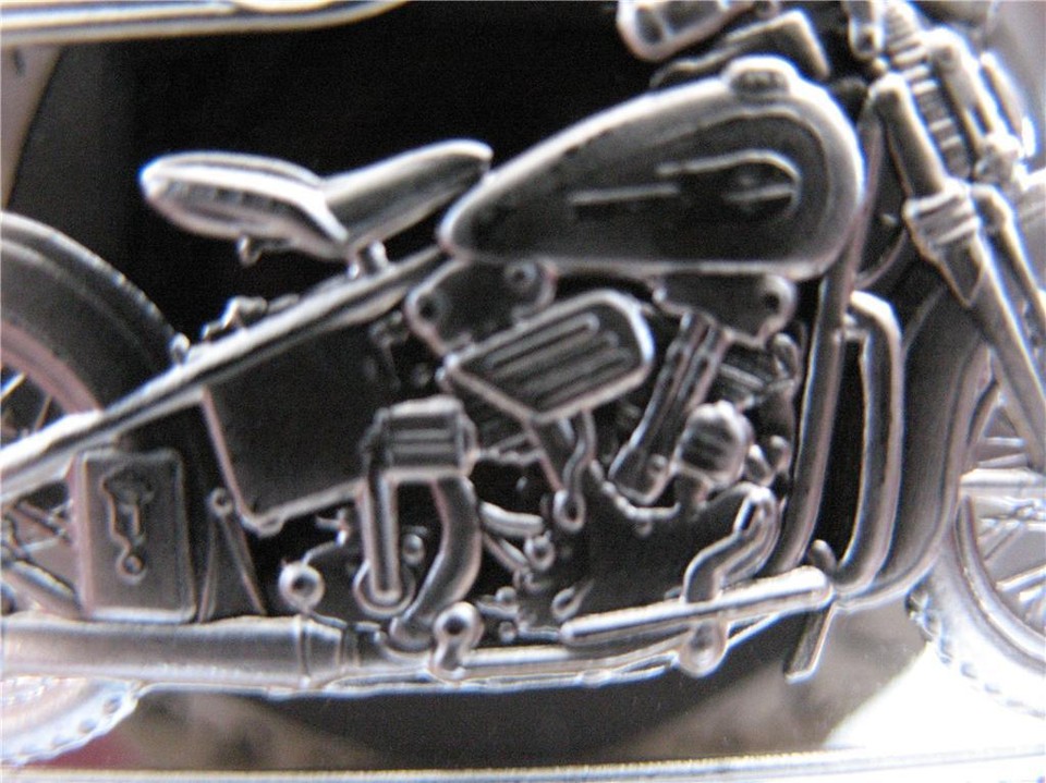 1.4 -OZ.999 PURE SILVER 1936 EL 61/ KNUCKLEHEAD HARLEY 75TH ANNIV ...