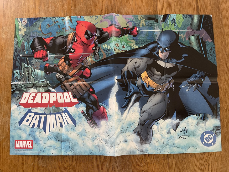 BATMAN DEADPOOL 2025 PROMO POSTER 2-SIDED FOLDED DC MARVEL COMICS 24" X ...