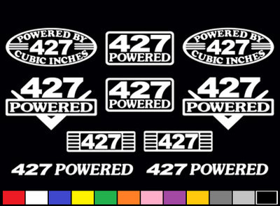 10 DECAL SET 427 CI V8 POWERED ENGINE STICKER EMBLEMS RAT MOTOR BBC ...