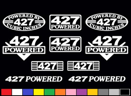 10 DECAL SET 427 CI V8 POWERED ENGINE STICKER EMBLEMS RAT MOTOR BBC ...