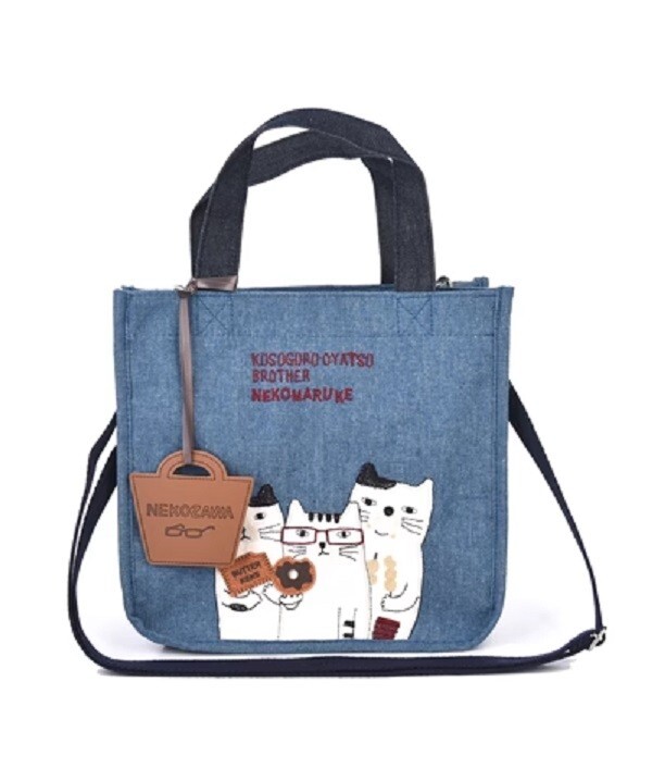 Japan Kusuguru Embroidered Neko Cat Canvas Messenger Shoulder bag Handbag Tote | eBay