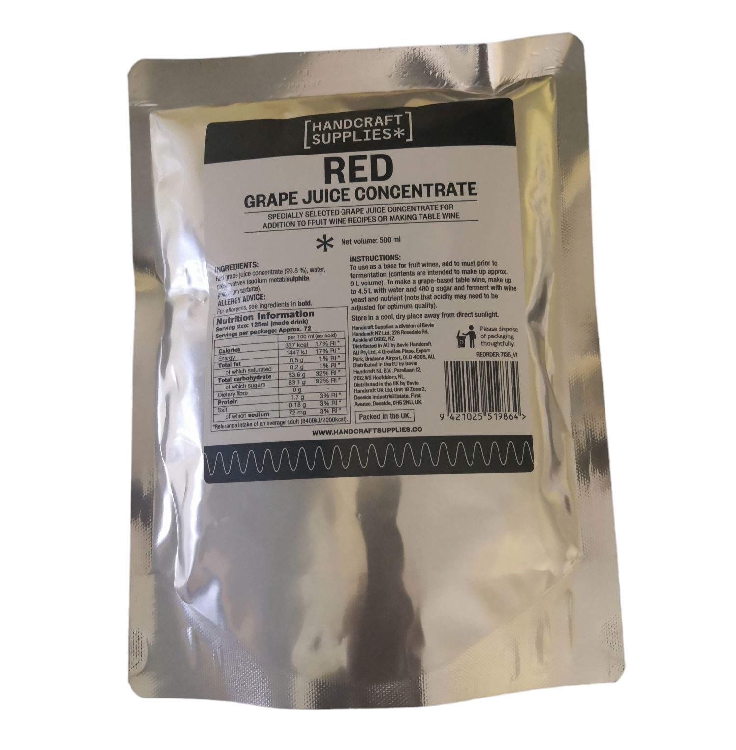Red Grape Juice Concentrate 500ml Handcraft Supplies for wine making ...