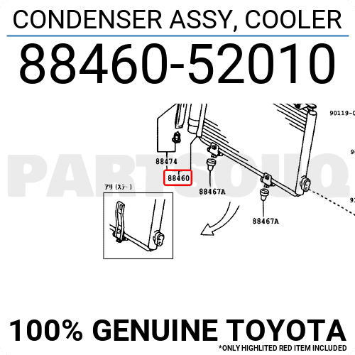 8846052010 Genuine Toyota CONDENSER ASSY, COOLER 88460-52010 | eBay
