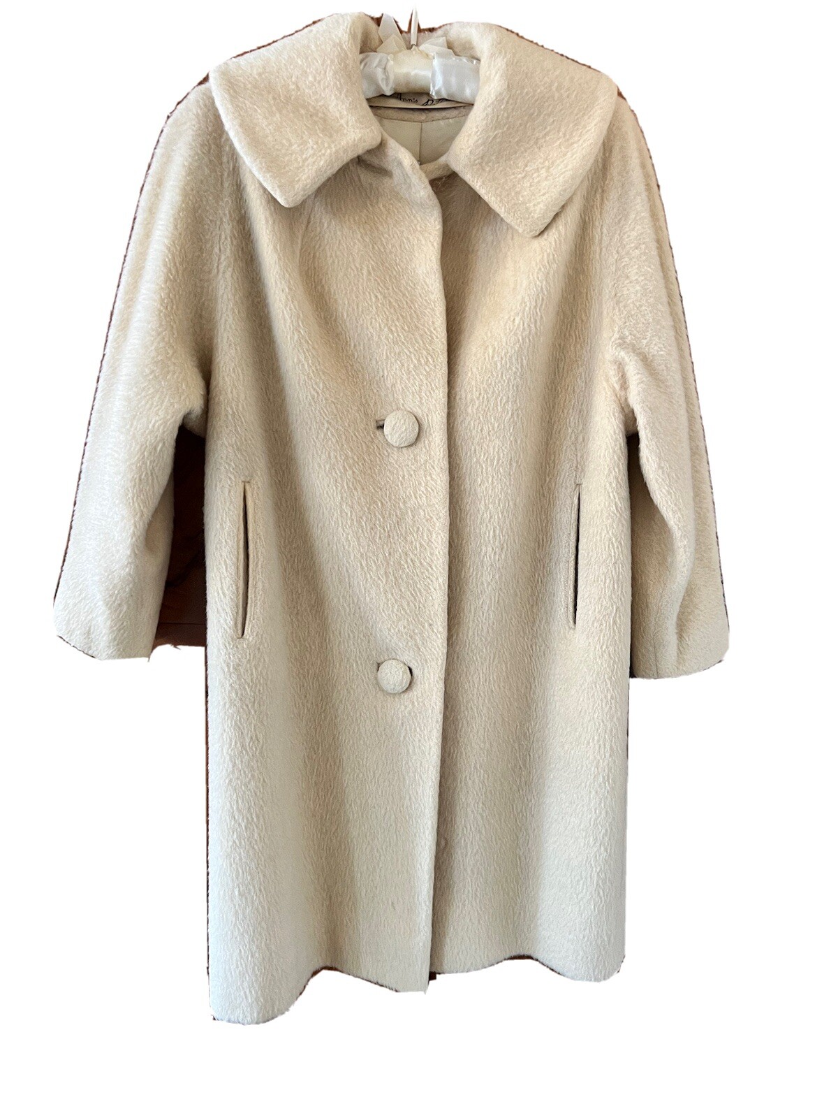 Vintage 1960s Ivory Mohair Wool Swing Coat Lilli Ann - Gem