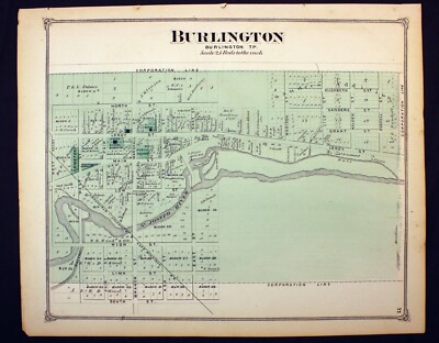 City of Burlington Antique Plat Map 1873 Calhoun County Michigan | eBay